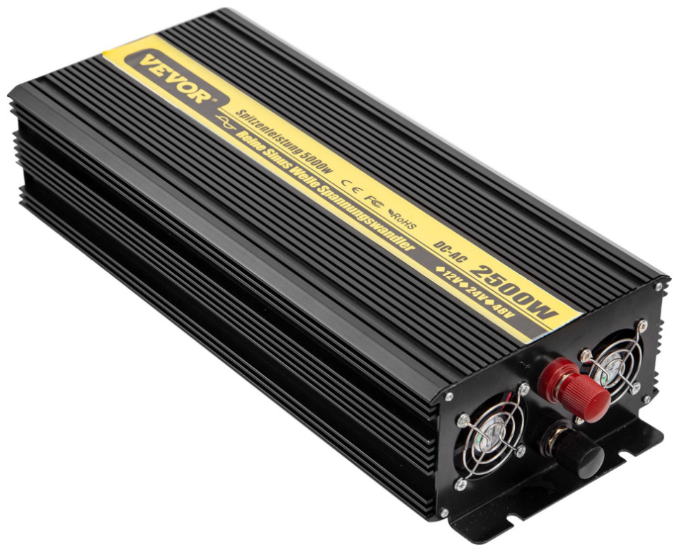 VEVOR Inverter Καθαρού Ημιτόνου 2500W DC 12V AC 230V, με Θύρα USB Οθόνη ...