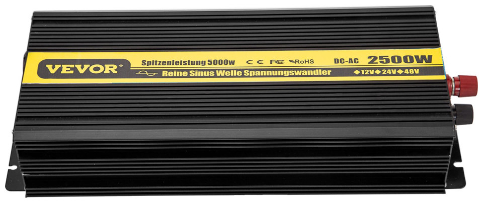 VEVOR Inverter Καθαρού Ημιτόνου 2500W DC 12V AC 230V, με Θύρα USB Οθόνη ...
