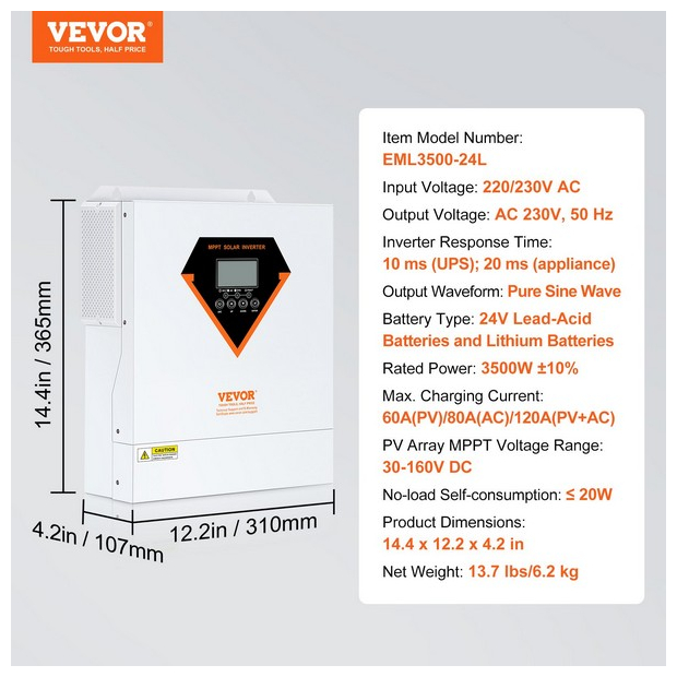 ΦΩΤΟΒΟΛΤΑΙΚΟ ΣΥΣΤΗΜΑ 24V 3500W VEVOR ΥΒΡΙΔΙΚΟ V-TAC ΜΕ ΜΠΑΤΑΡΙΕΣ ΛΙΘΙΟΥ