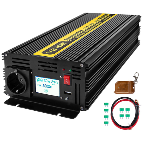 VEVOR Inverter Καθαρού Ημιτόνου 2500W DC 12V AC 230V, με Θύρα USB Οθόνη ...