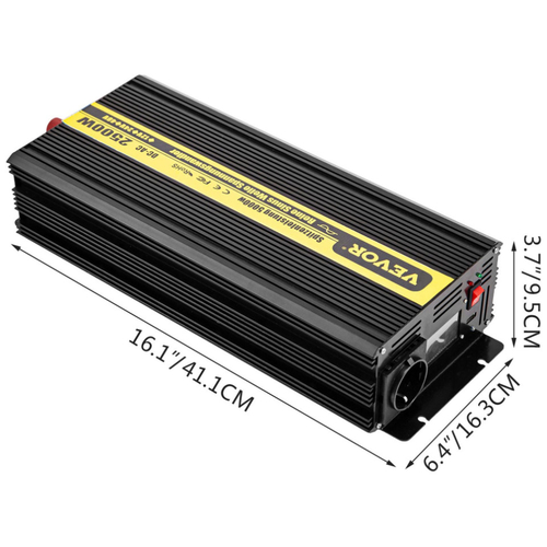 VEVOR Inverter Καθαρού Ημιτόνου 2500W DC 12V AC 230V, με Θύρα USB Οθόνη ...